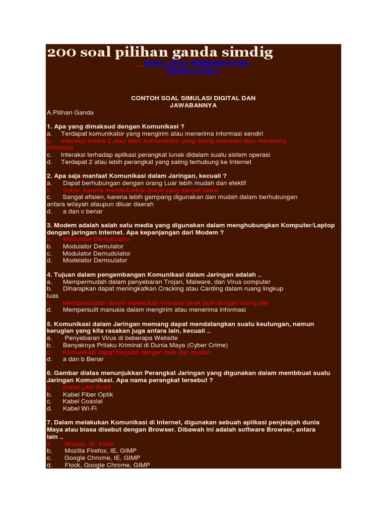 200 Soal Pilihan Ganda Simdig | PDF