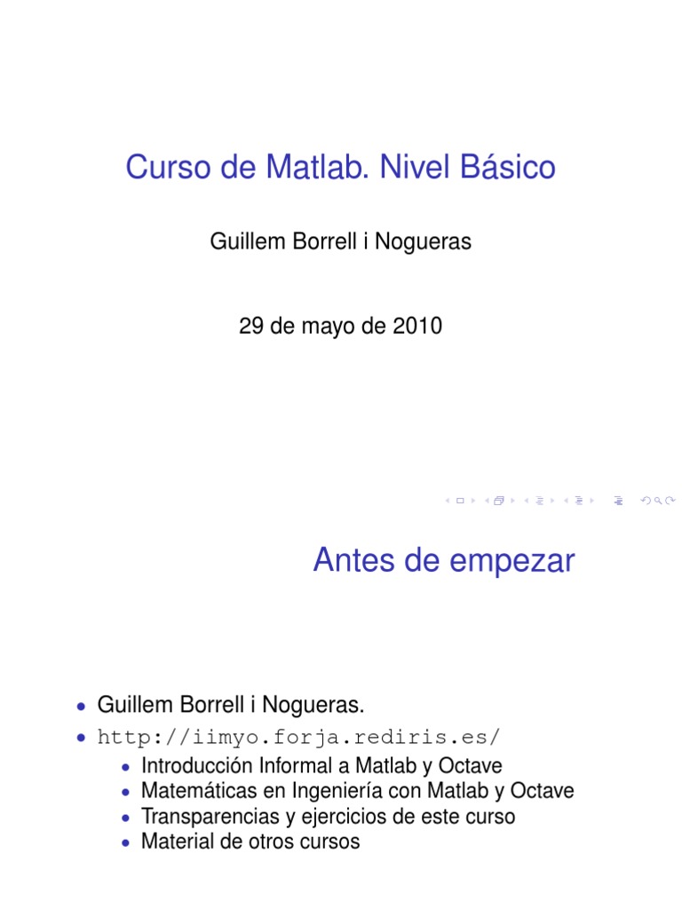 Curso Básico de Matlab 2010 | PDF | Matriz (Matemáticas) | Lenguaje de programación