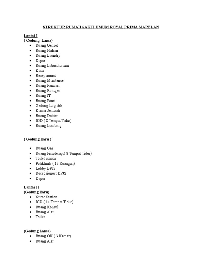 Struktur RSU Royal Prima Marelan | PDF