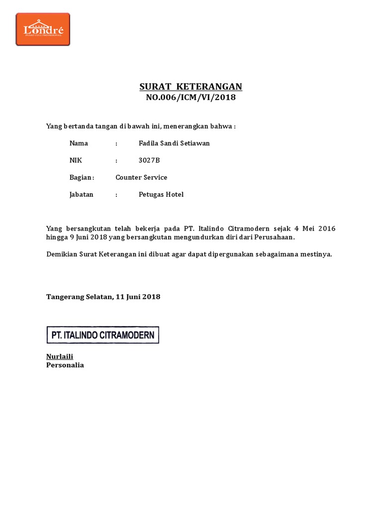 Surat Keterangan Edit | PDF