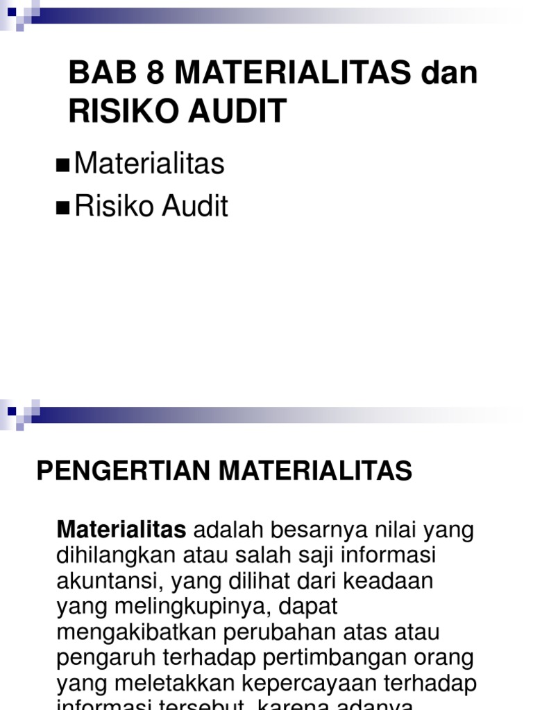 BAB 8 MATERIALITAS Dan RISIKO AUDIT | PDF