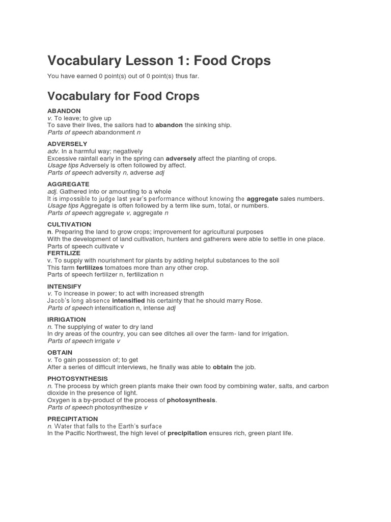 Vocabulary Lesson 1 | PDF | Flood | Agriculture