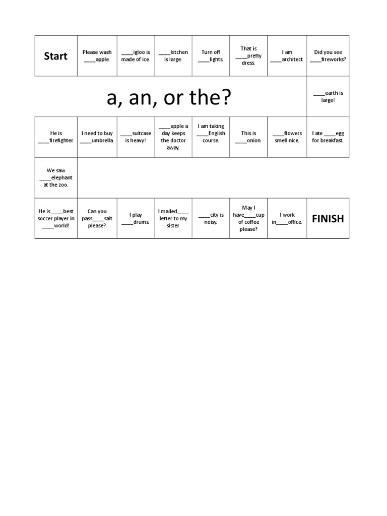 Article A An and The Game Board Games - 6138 | PDF