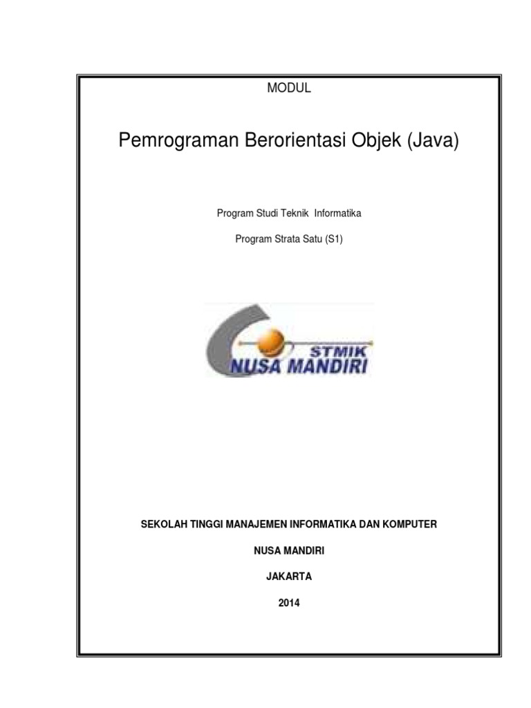 Modul Pemrograman Berorientasi Objek (Java) (P) | PDF