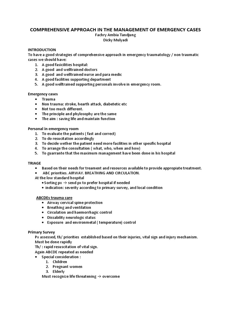 A Comprehensive Approach to Emergency Case Management | PDF | Shock ...