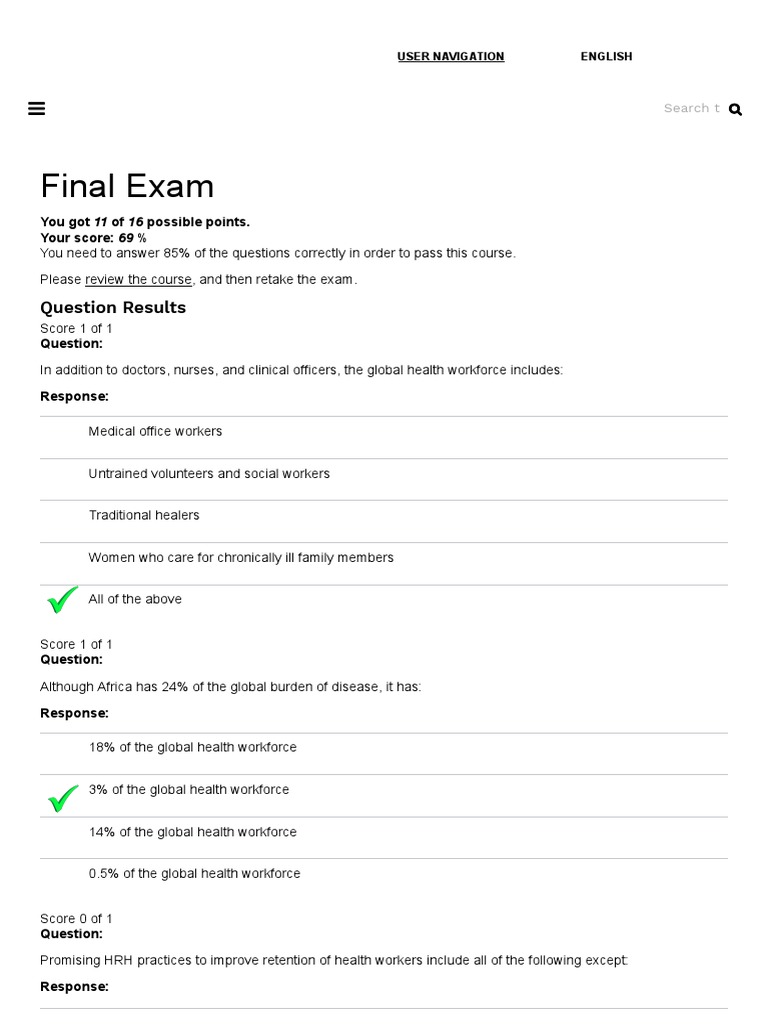 Final Exam - Global Health ELearning Center | PDF | Health Human ...