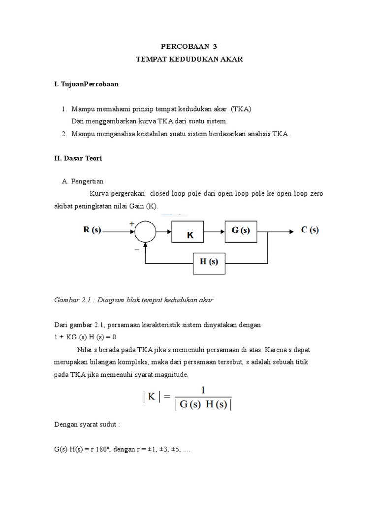 Contoh Soal Tugas 3 Prak. Dasar Sistem Kendali | PDF