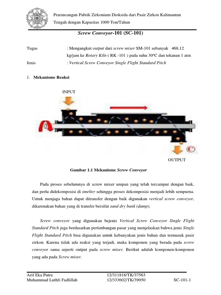 Screw Conveyor (Sc-101) | PDF