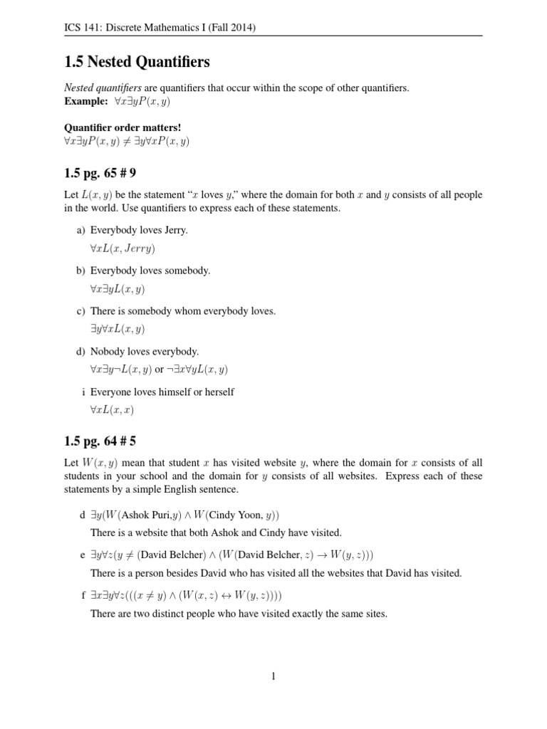 NestedQuantifiers QA PDF | PDF | Deductive Reasoning | Theoretical Computer Science