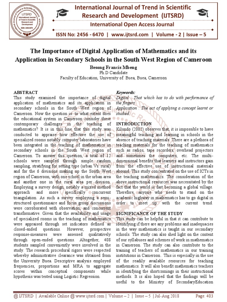 The Importance of Digital Application of Mathematics and Its ...