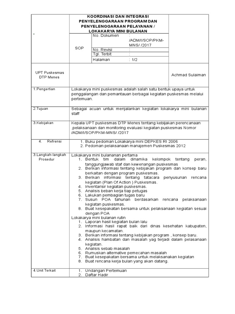 125 Ep1 Sop Lokbul | PDF