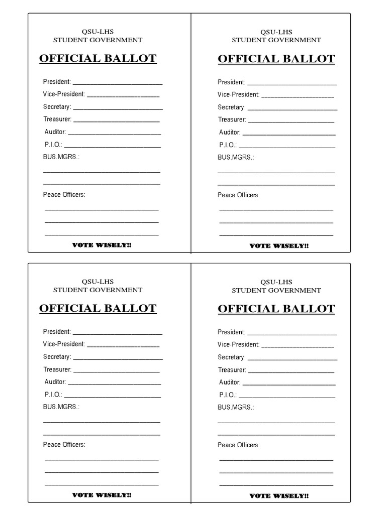Official Ballot Official Ballot: Vote Wisely!! Vote Wisely!! | PDF