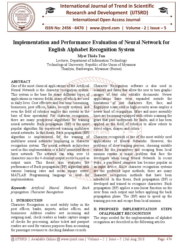Implementation and Performance Evaluation of Neural Network For English ...