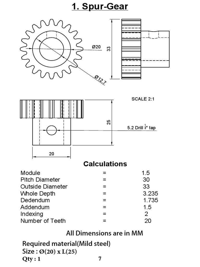 Spur Gear Design Specification Sheet | PDF