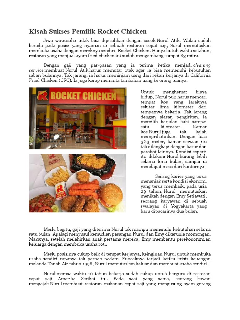 Biografi Nurul Atik, Pendiri Rocket Chicken | PDF