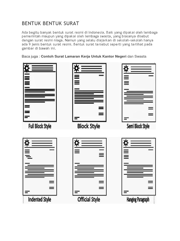 Jenis-Jenis Bentuk Surat Resmi | PDF