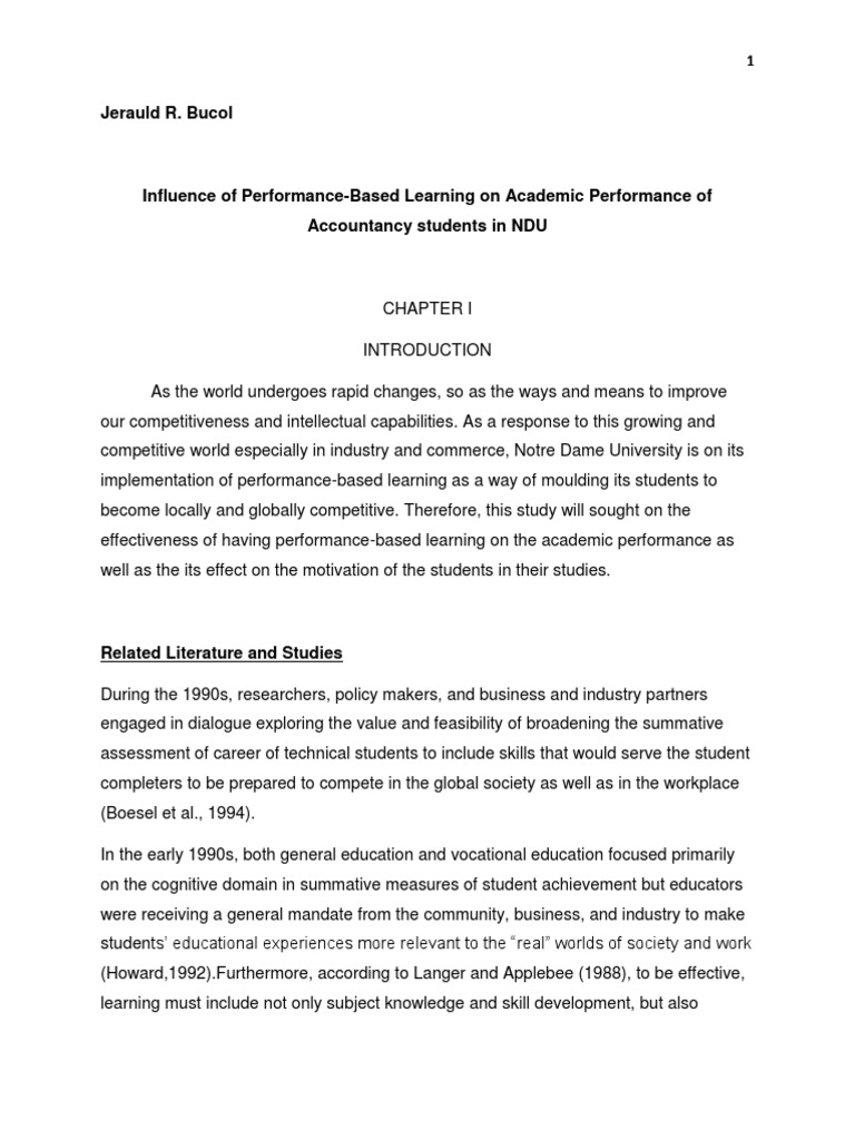 Assessing the Impact of Performance-Based Learning on the Academic ...