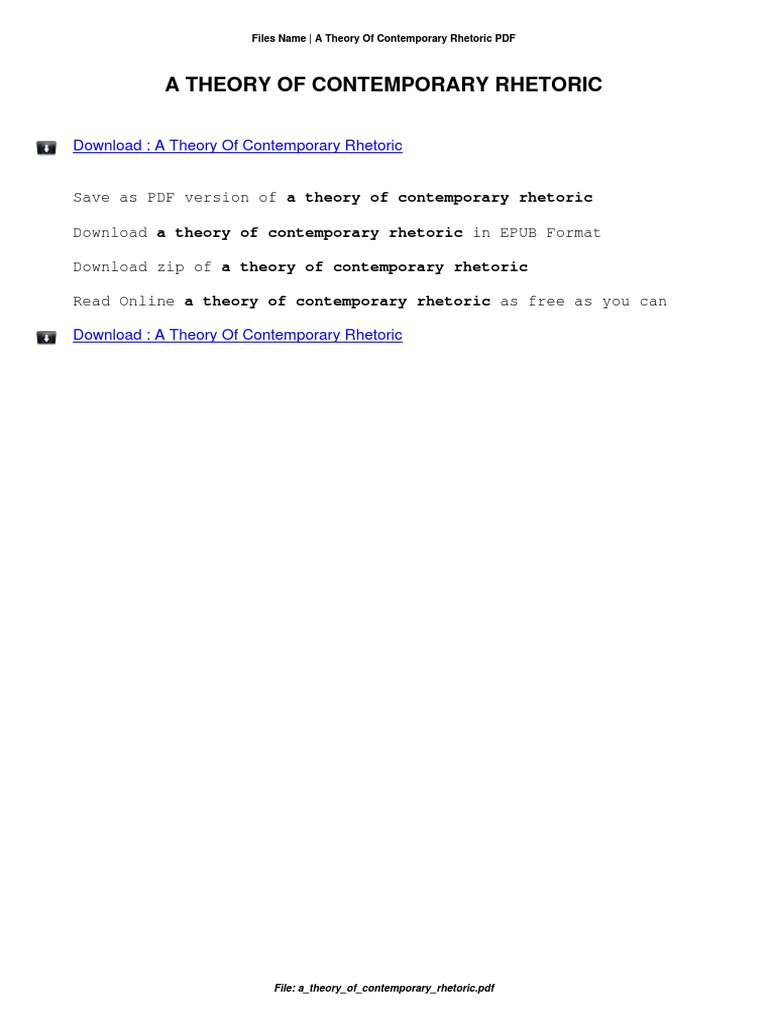A Theory of Contemporary Rhetoric | PDF | E Books | Digital Technology
