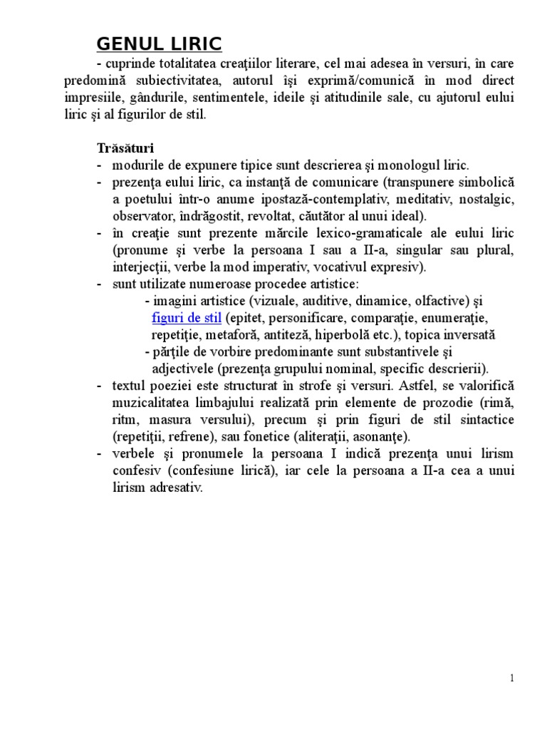 Genul Liric + Specii | PDF
