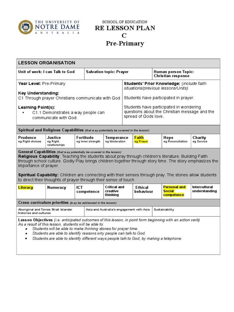 Re Lesson Plan C | PDF | Forgiveness | Prayer