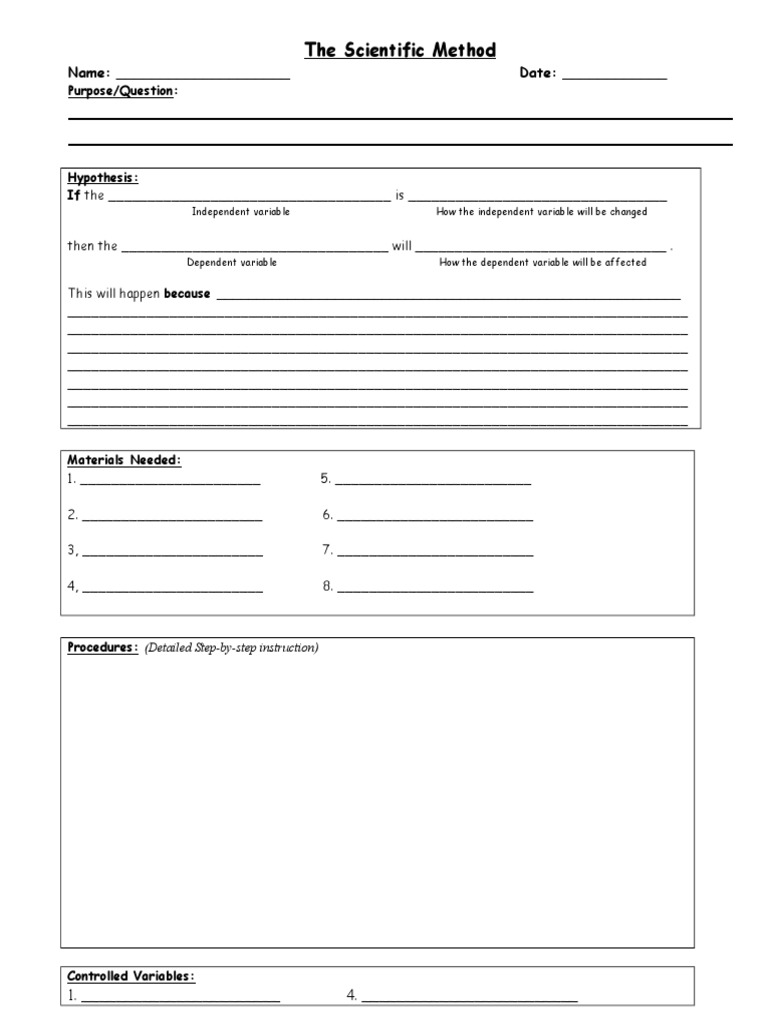The Scientific Method Template | PDF | Observation | Scientific Method