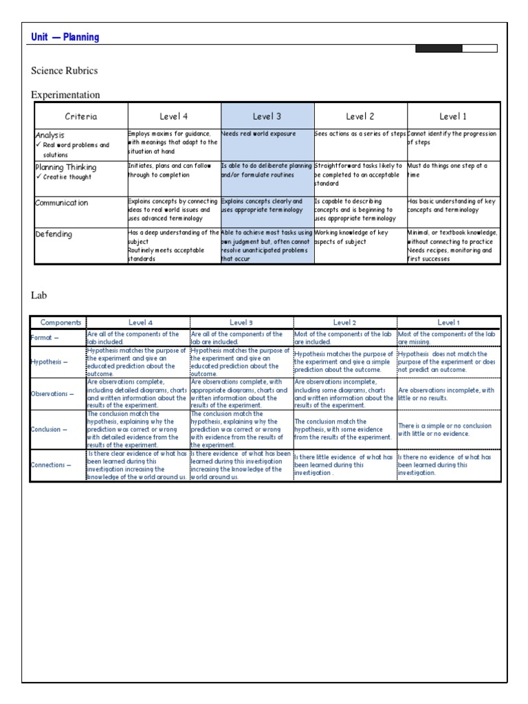 Science Rubrics | PDF | Experiment | Hypothesis