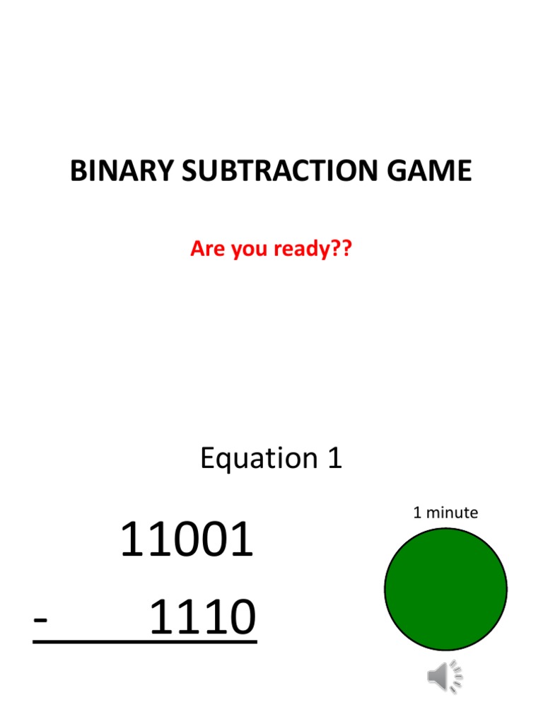 Binary Subtraction Practice Game | PDF