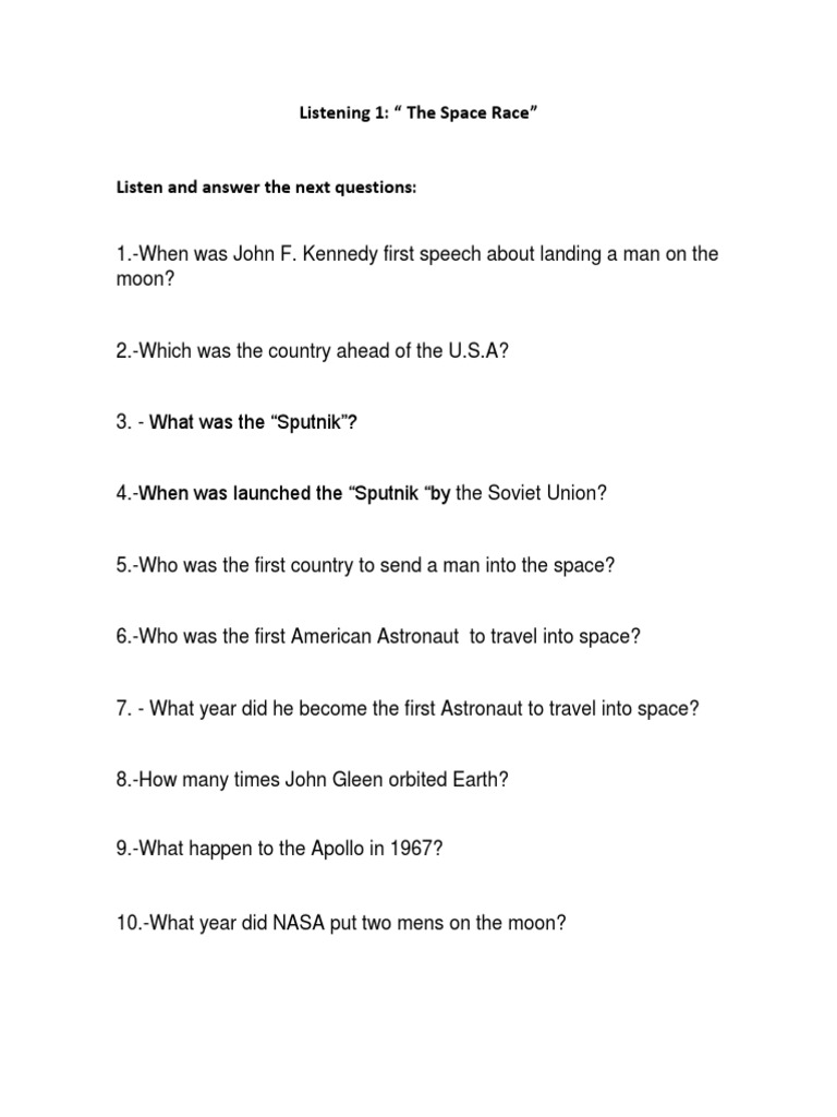 Listening 1: " The Space Race" | PDF