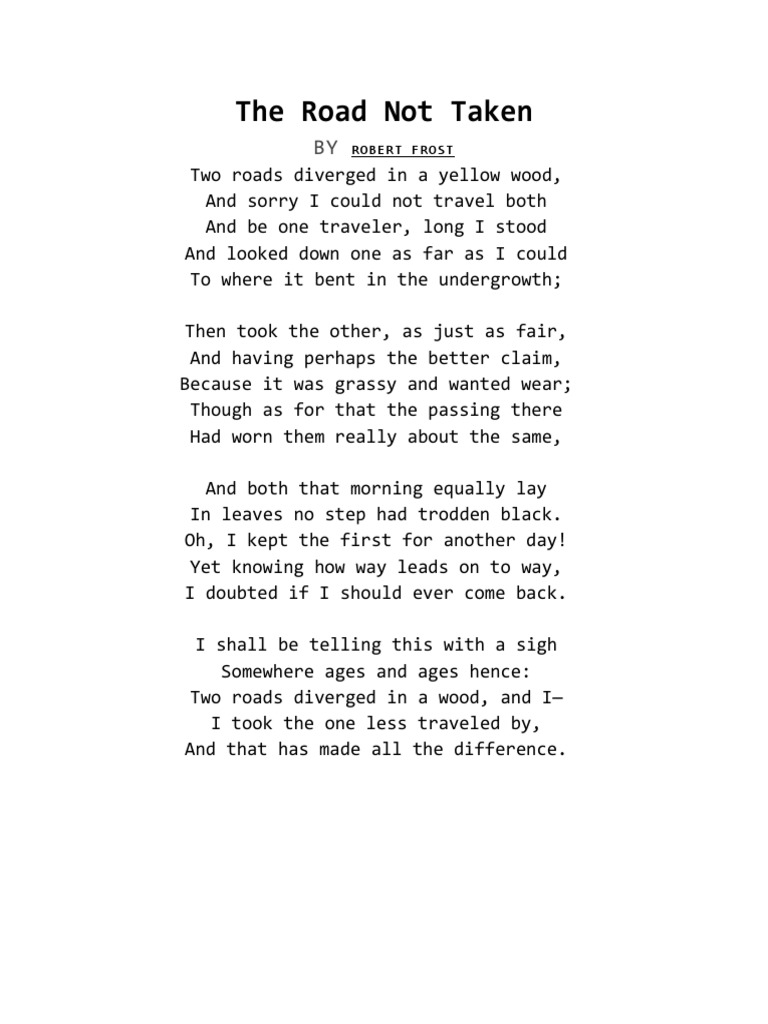 The Road Not Taken: Robert Frost | PDF