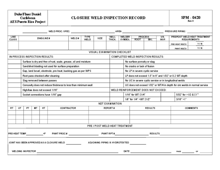 Closure Weld Inspection RCD | PDF | Electric Heating | Welding