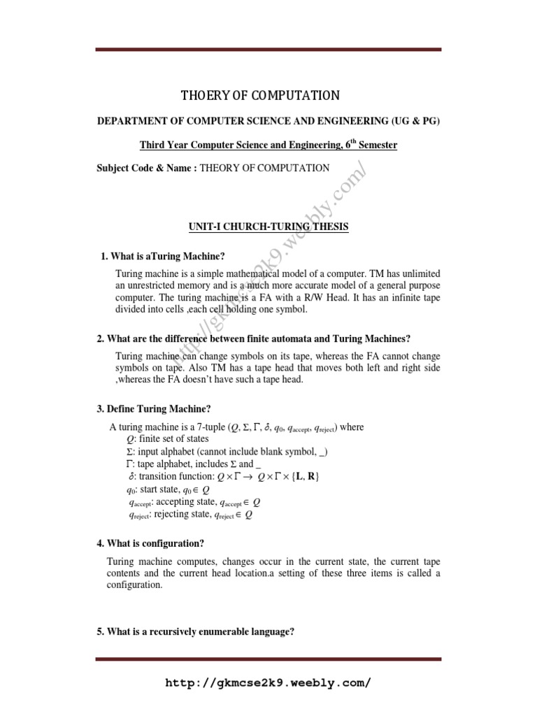 TOC Sns PDF | PDF | Time Complexity | Computability Theory
