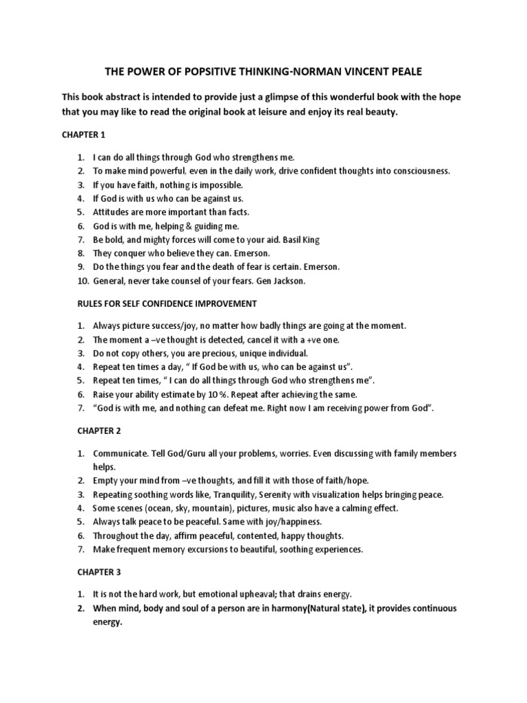 The Power of Positive Thinking | PDF | Prayer | Anger