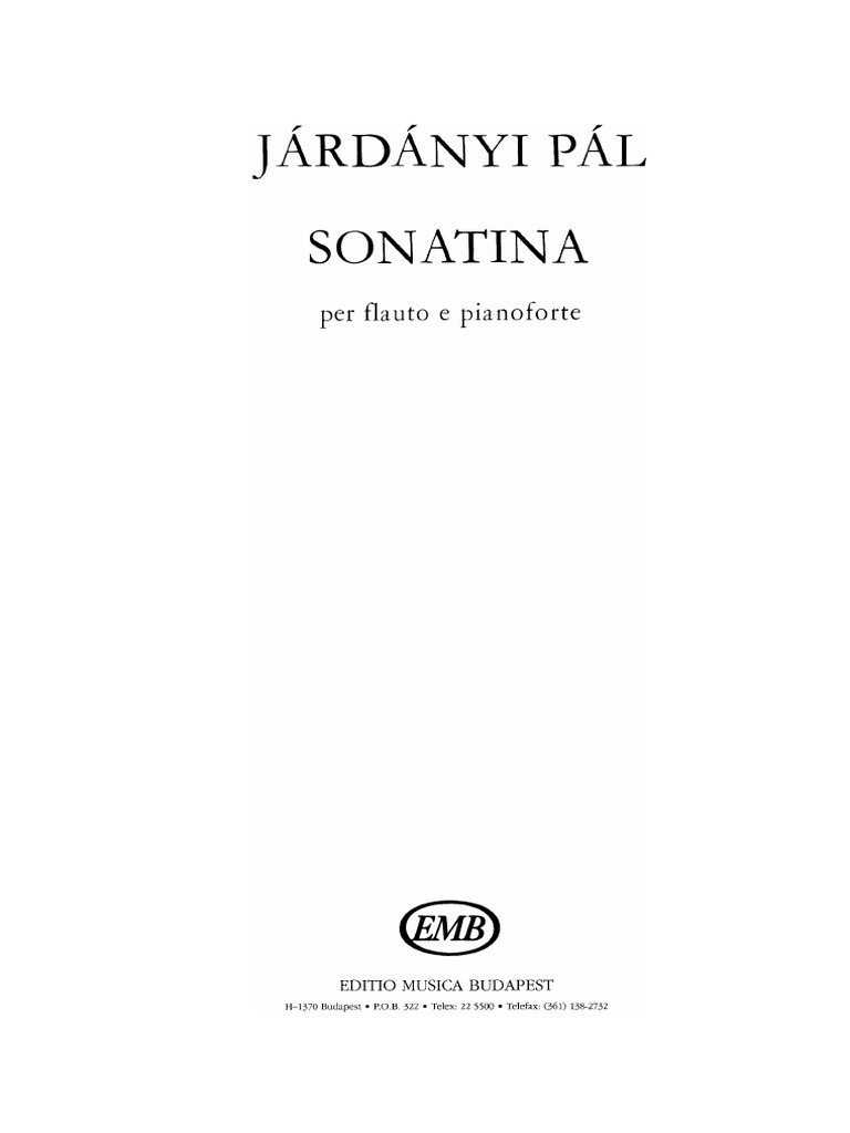 Jardanyi Pal. - Sonatina Per Flauto e Pianoforte PDF | PDF