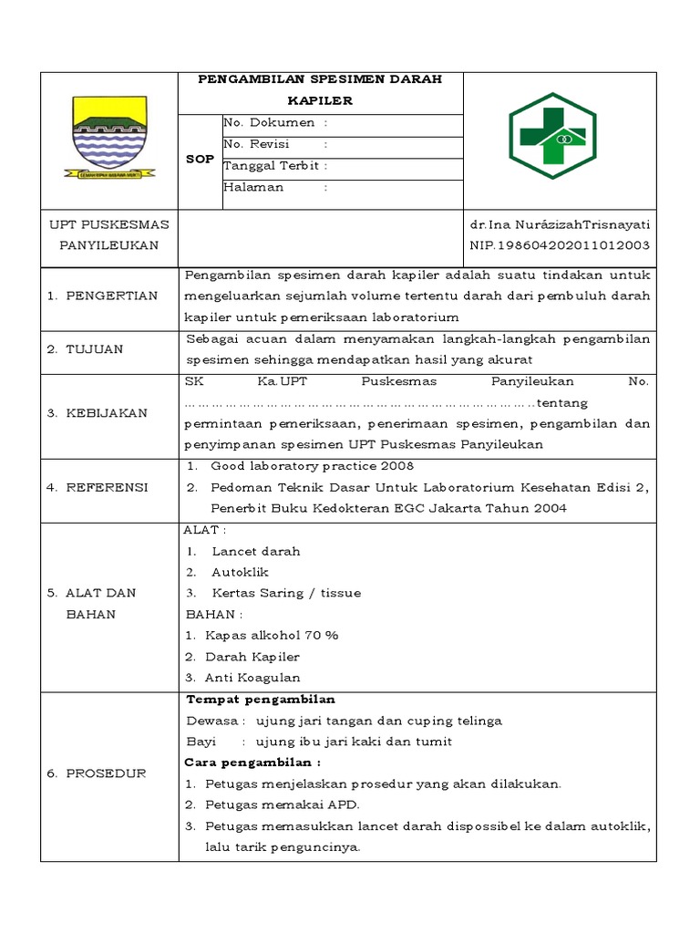 Prosedur Pengambilan Darah Kapiler | PDF | Sains & Matematika