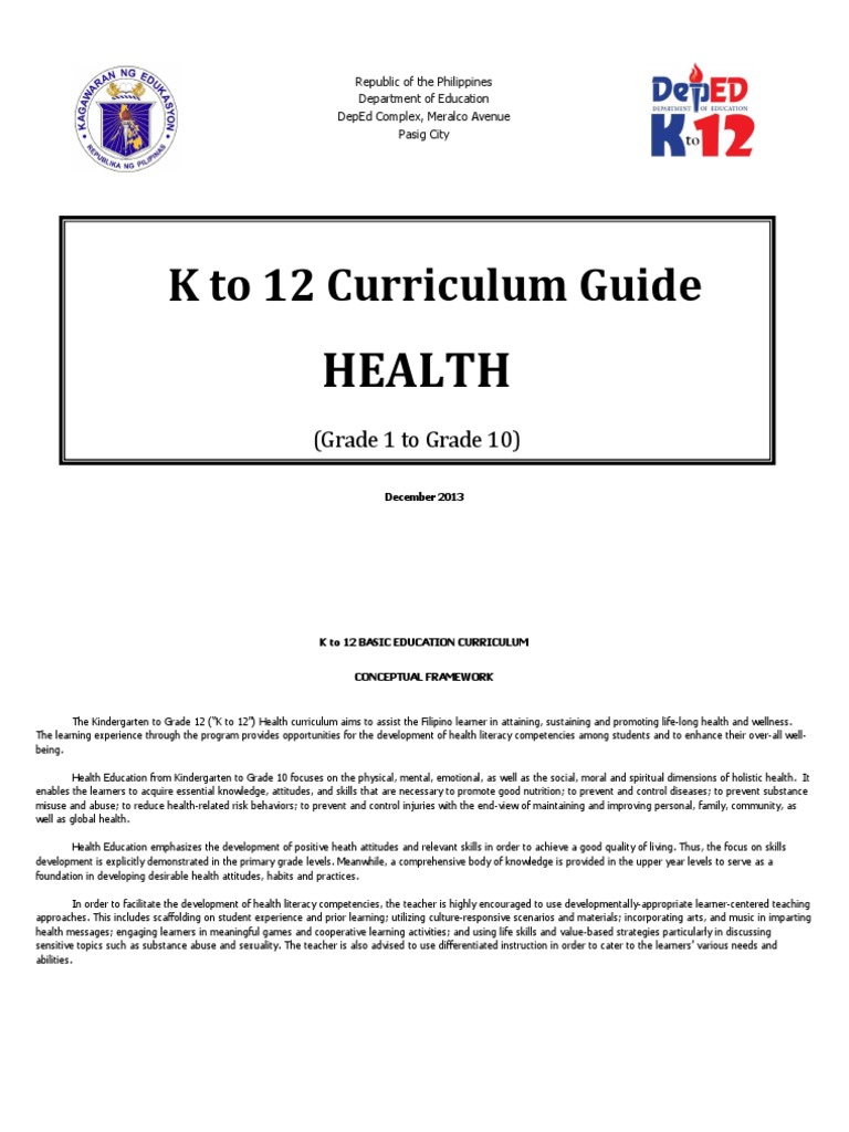Health Curriculum Guide Grades 1-10 December 2013 PDF | PDF | Substance ...