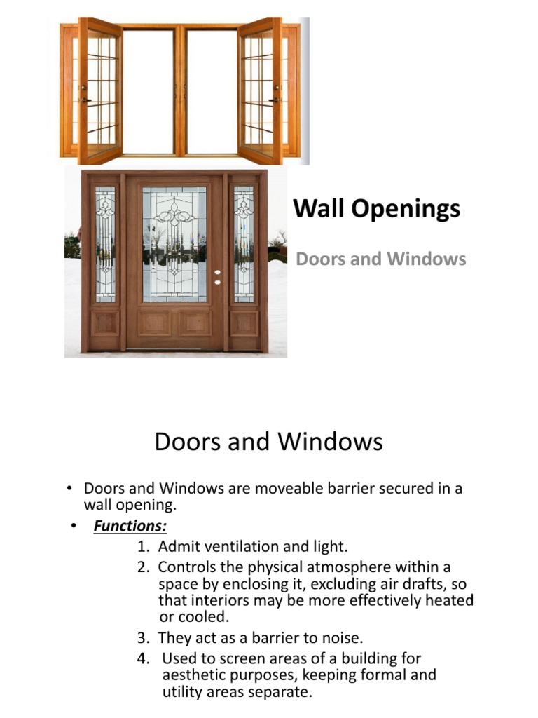 Wall Openings Wall Openings: Doors and Windows | PDF | Window | Door