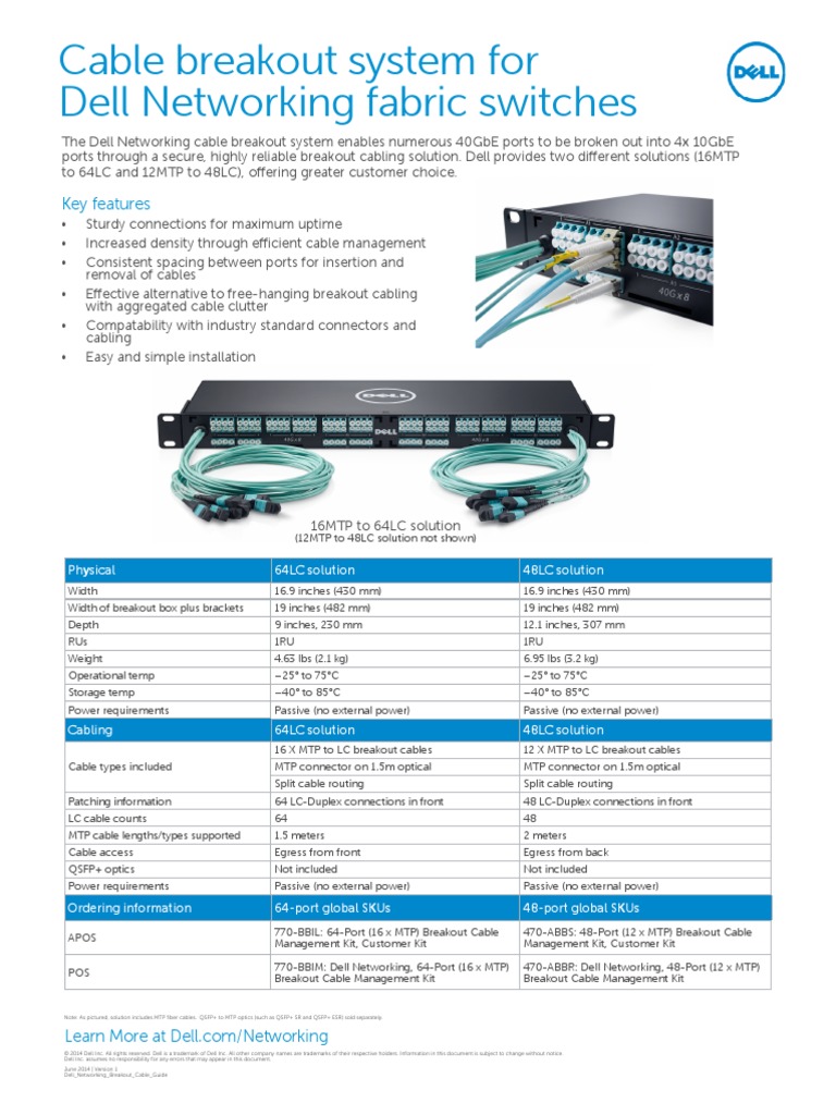 Dell Networking Breakout Cable Guide | PDF | Cable Television ...