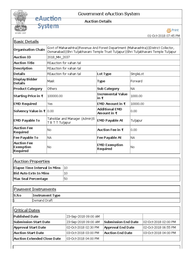 Basic Details: Government Eauction System | PDF | Auction | Business Model