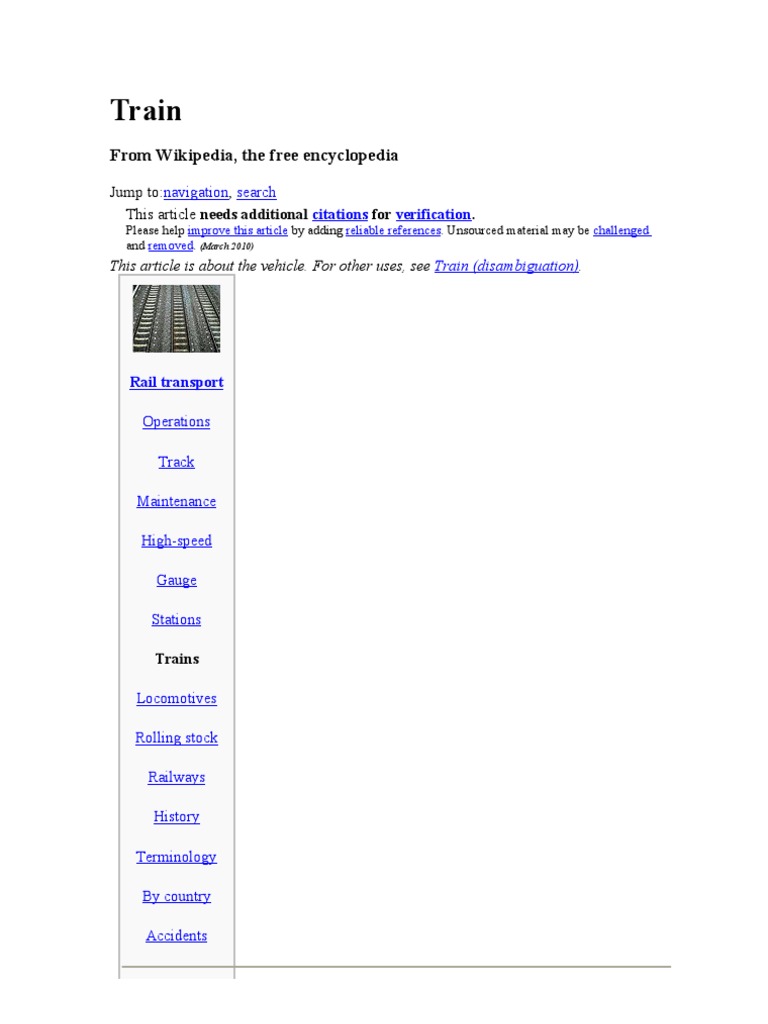Train: From Wikipedia, The Free Encyclopedia | PDF | Train | Rail ...