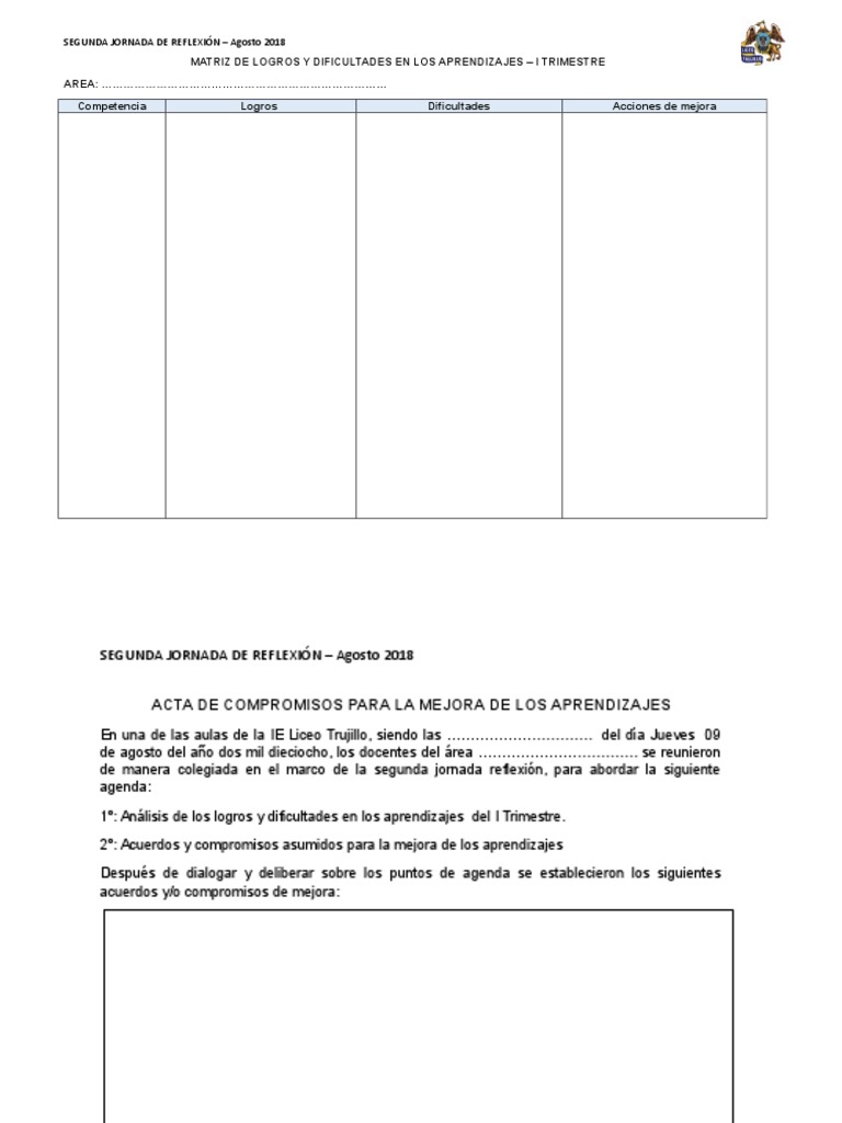 Matriz de Logros y Dificultades de Aprendizaje | PDF Matriz de Logros y Dificultades de Aprendizaje | PDF