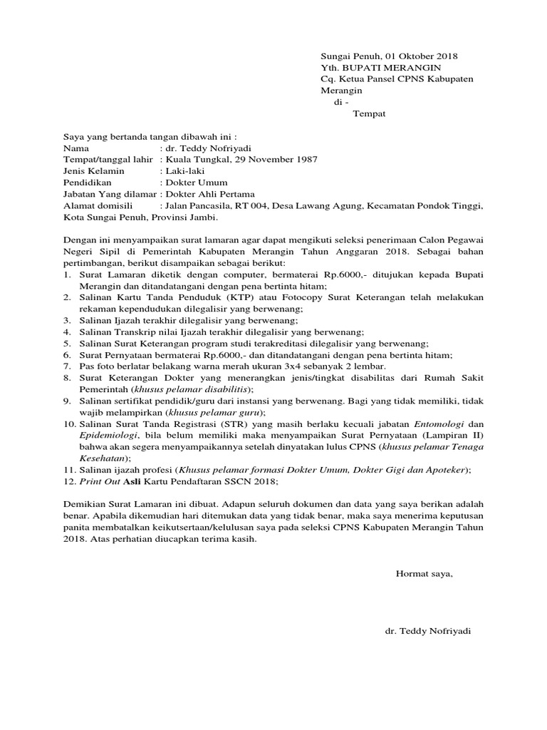 Surat Lamaran Fix | PDF