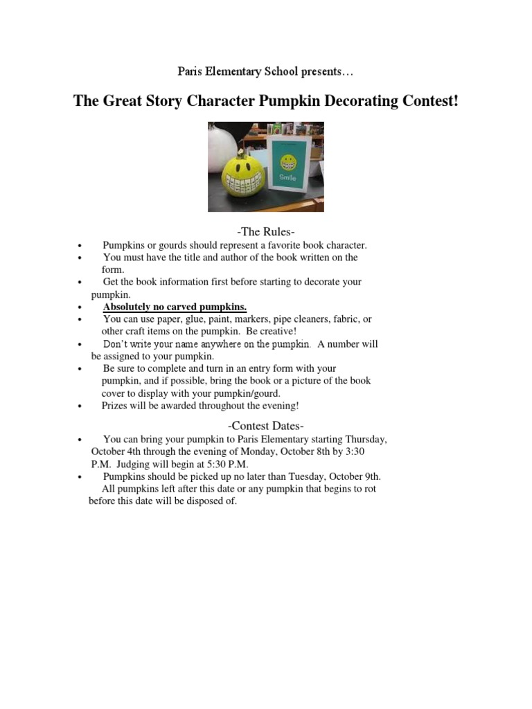 The Great Story Character Pumpkin Decorating Contest! | PDF | Art
