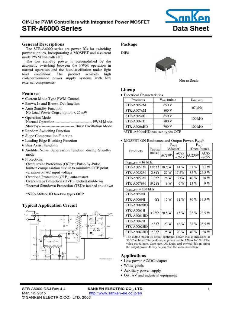 Str-A606xh Ds en PDF | PDF | Power Supply | Mosfet