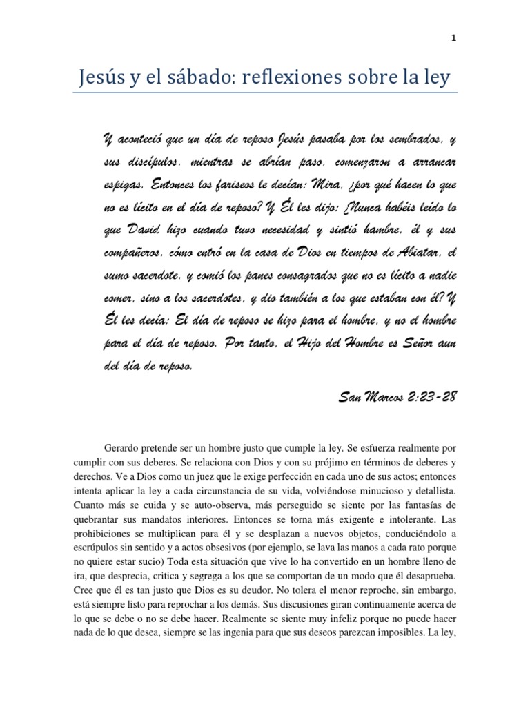 7 San Marcos 2 23 28 Jesus y El Sabado | PDF | Salvación | Jesús