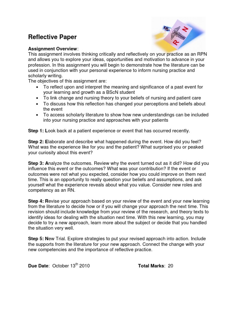 Reflective Assignment Rubric | PDF | Nursing | Critical Thinking