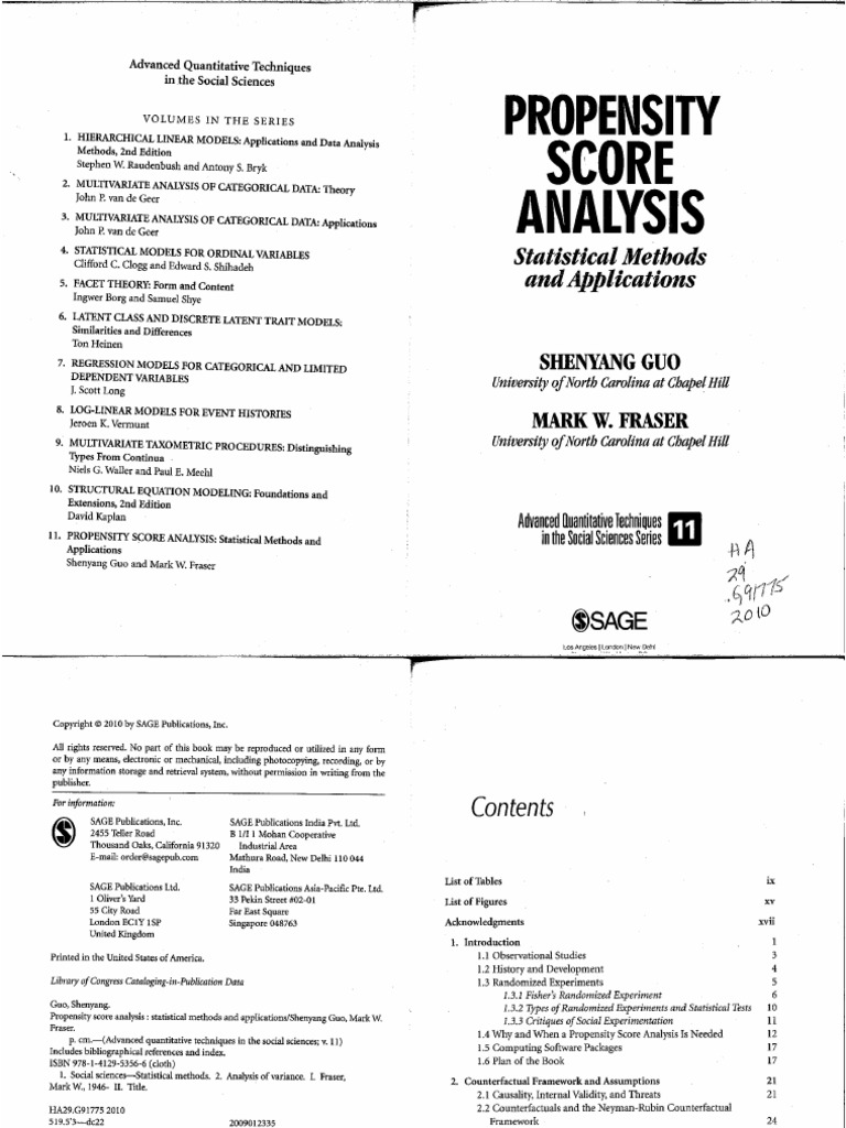 Guo Fraser Propensity Score Analysis Statistical Methods and ...