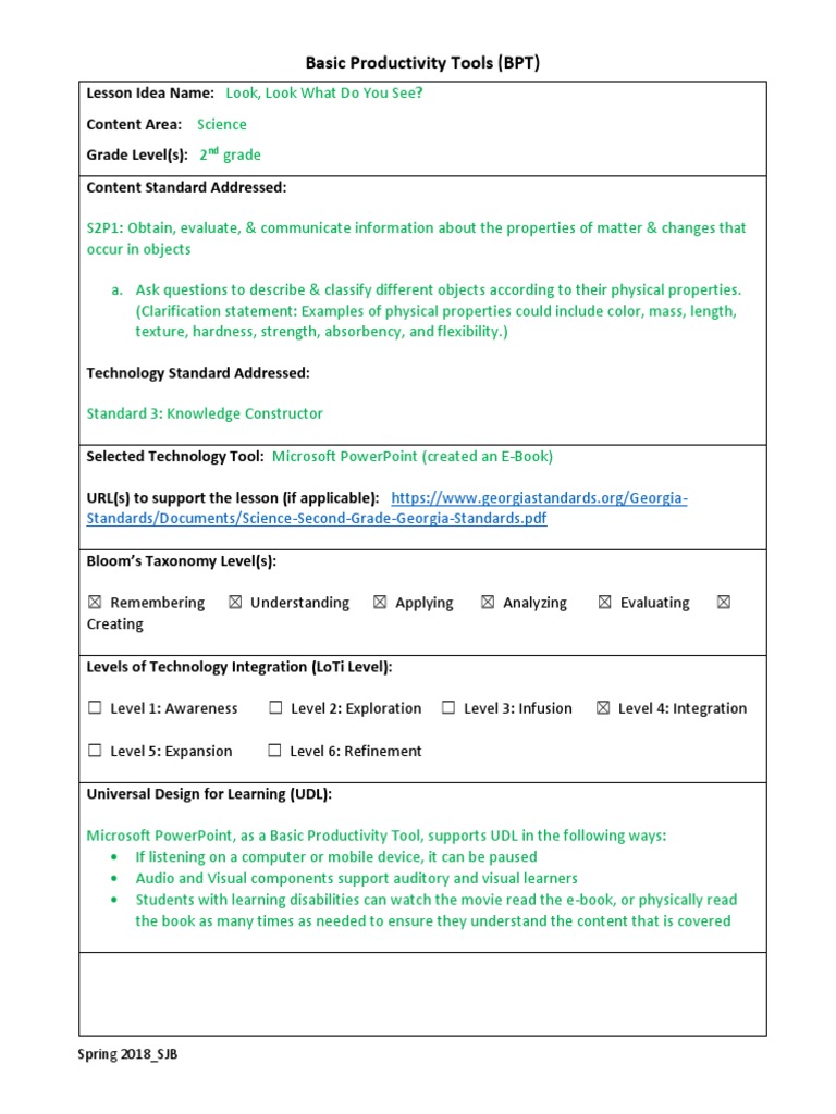 Davis Basic Productivity Tools Lesson Idea | PDF | Senses | Communication
