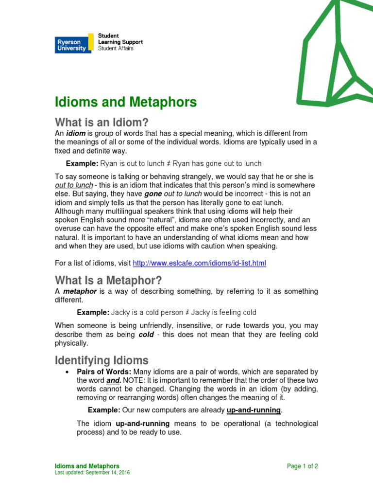 Understanding Idioms & Metaphors | PDF | Idiom | Grammar