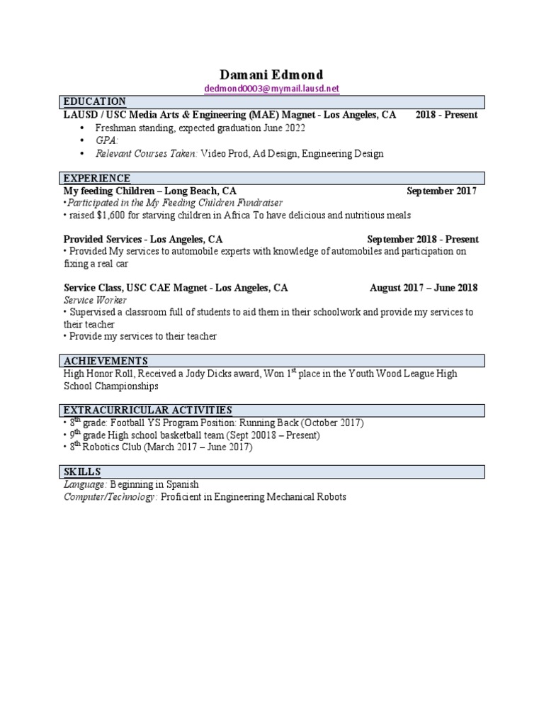 Damani Edmond: Service Worker | PDF