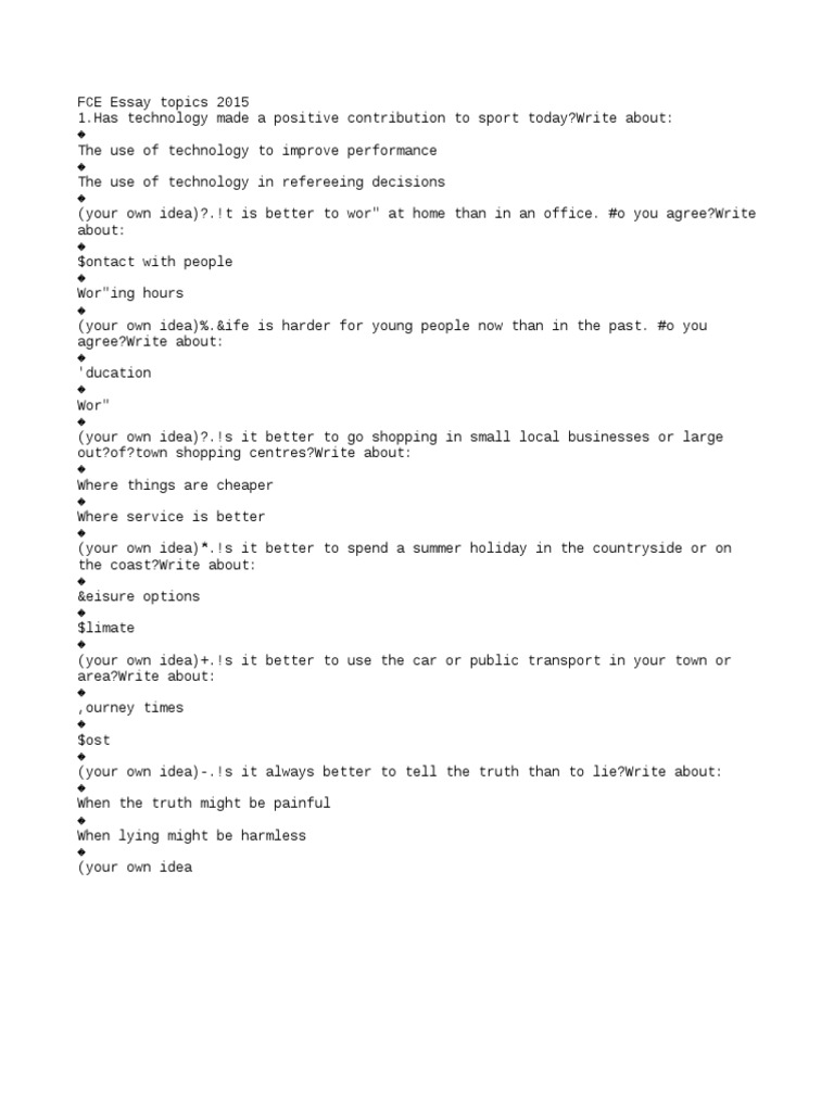 Fce Opinion Essays Topics | PDF